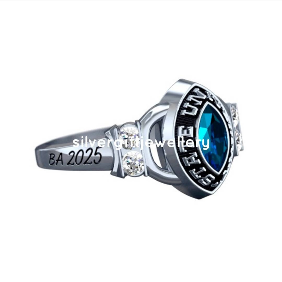 Custom Sterling Silver 925 High School Class Ring, Graduation Gift - Etsy