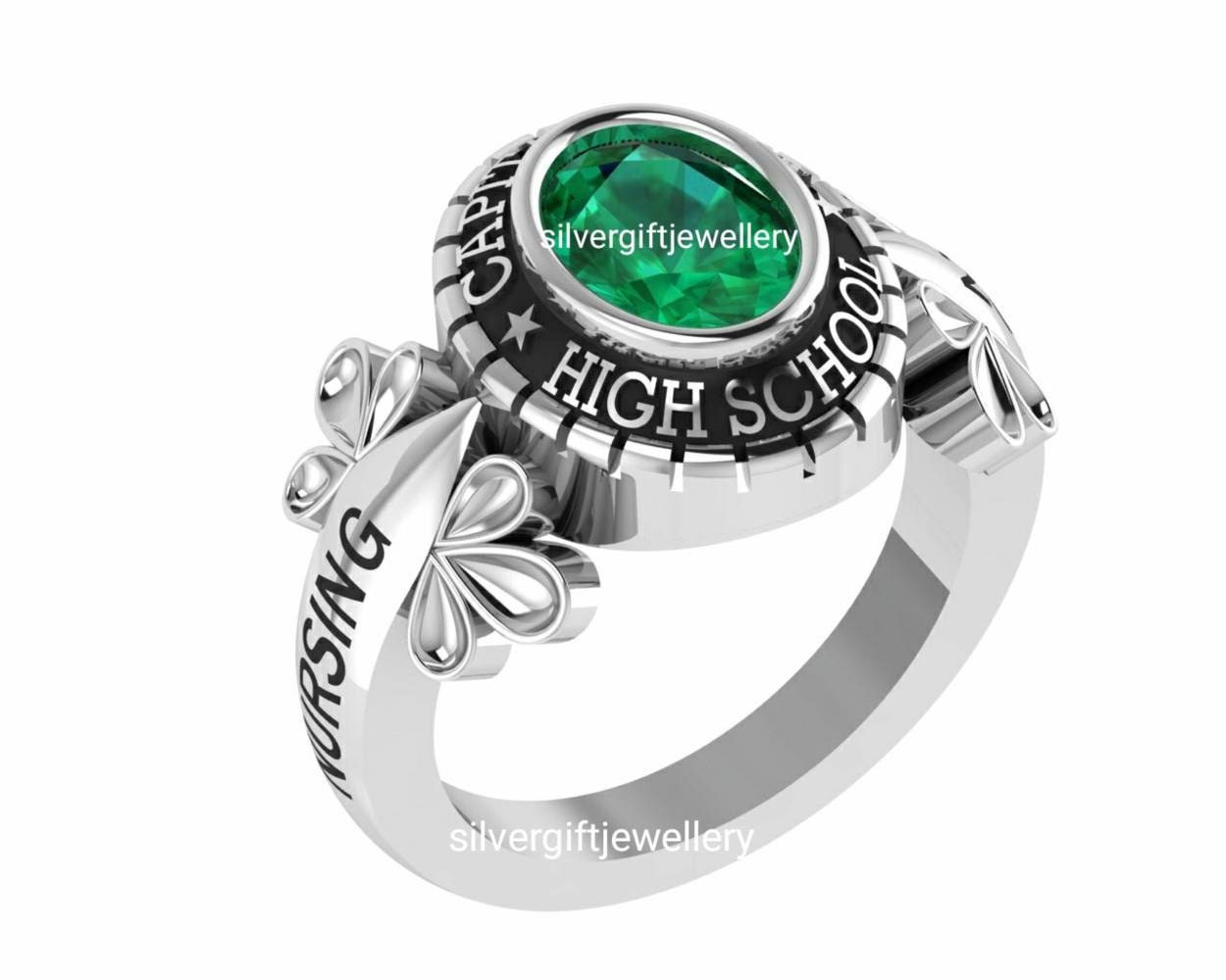 Personalized Sterling Silver 925 Graduation Ring: Custom College Class ...