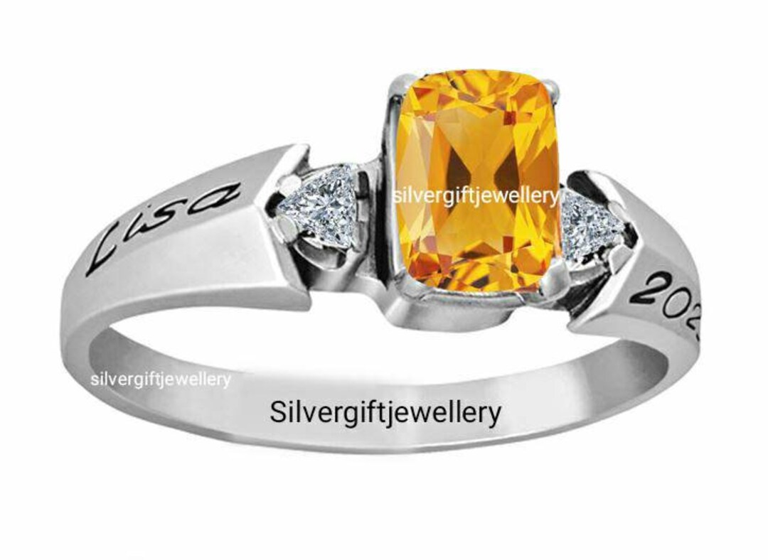 Emerald Cut Center and Triangle Cut Sides Stone Silver925 Custom High ...