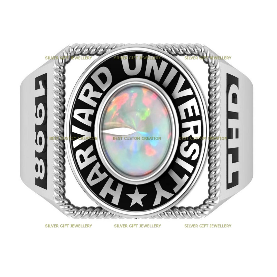 Silver925 Class Ring With Opal Stone - Custom Engraved for Your Special ...