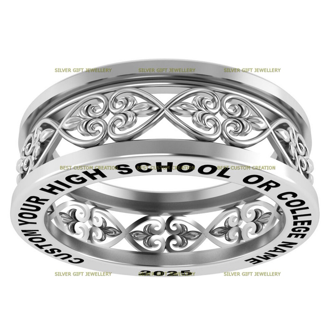 Silver925 Custom Class Ring Band – Personalized Graduation Ring With ...