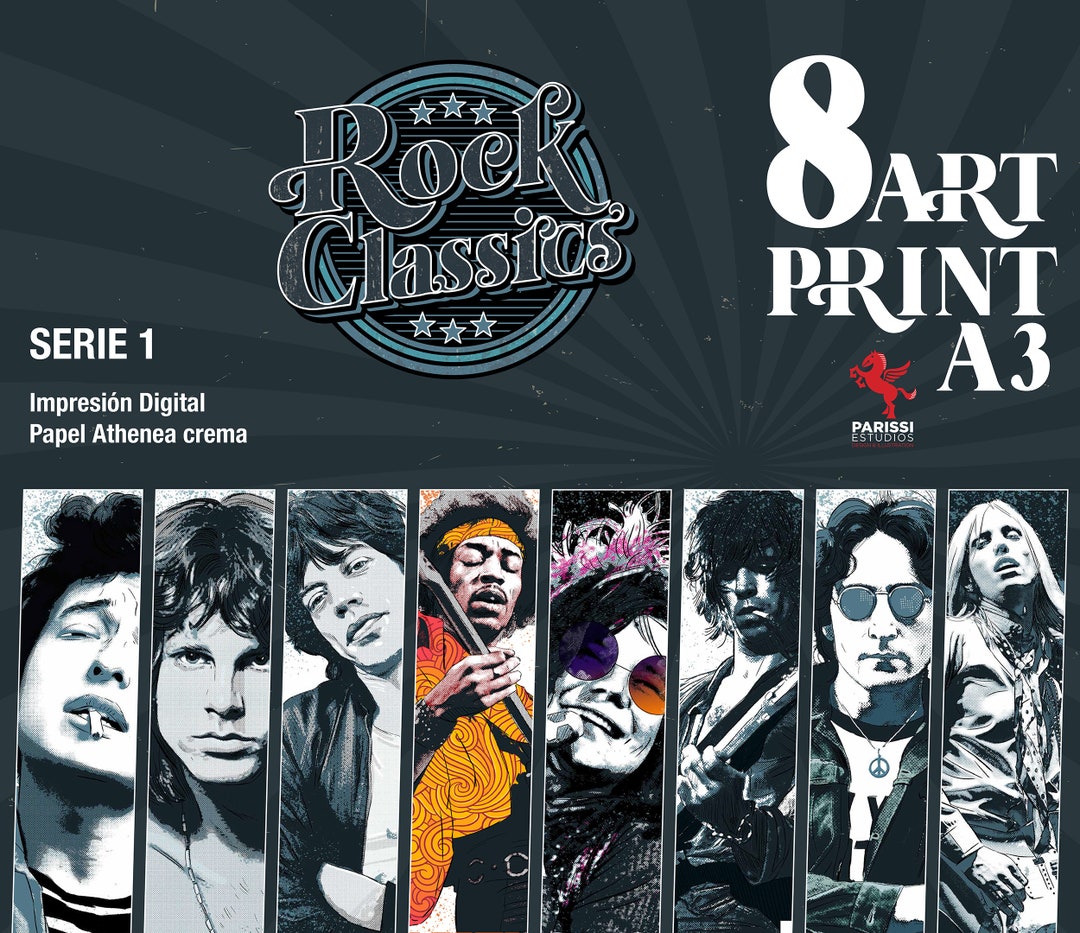 Rock Classics Pack, A3, Dylan, Morrison, Jagger, Hendrix, Joplin ...