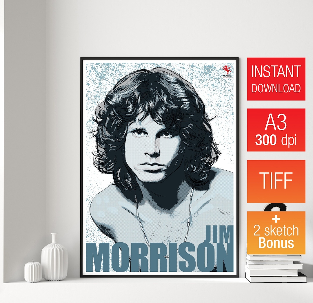 Jim Morrison Print Poster, Digital Poster, 42x30, 1960s 1970s Music ...