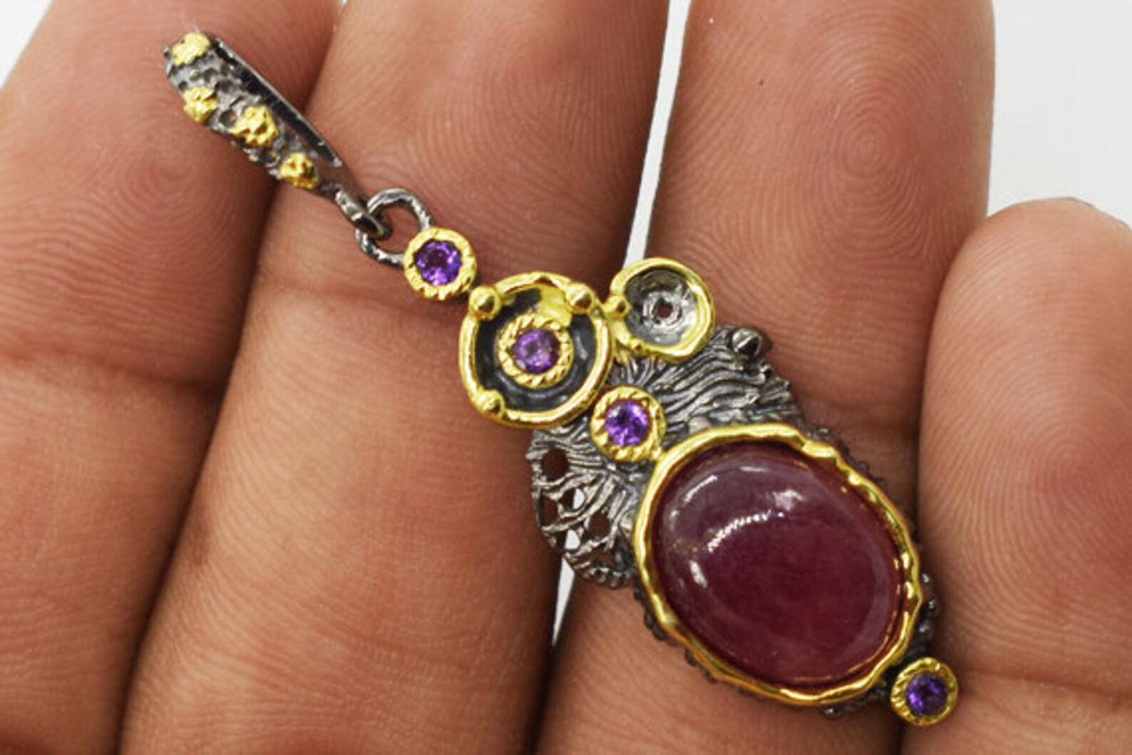 Ruby Amethyst Pendant Amethyst Jewelry Amethyst Pendant | Etsy