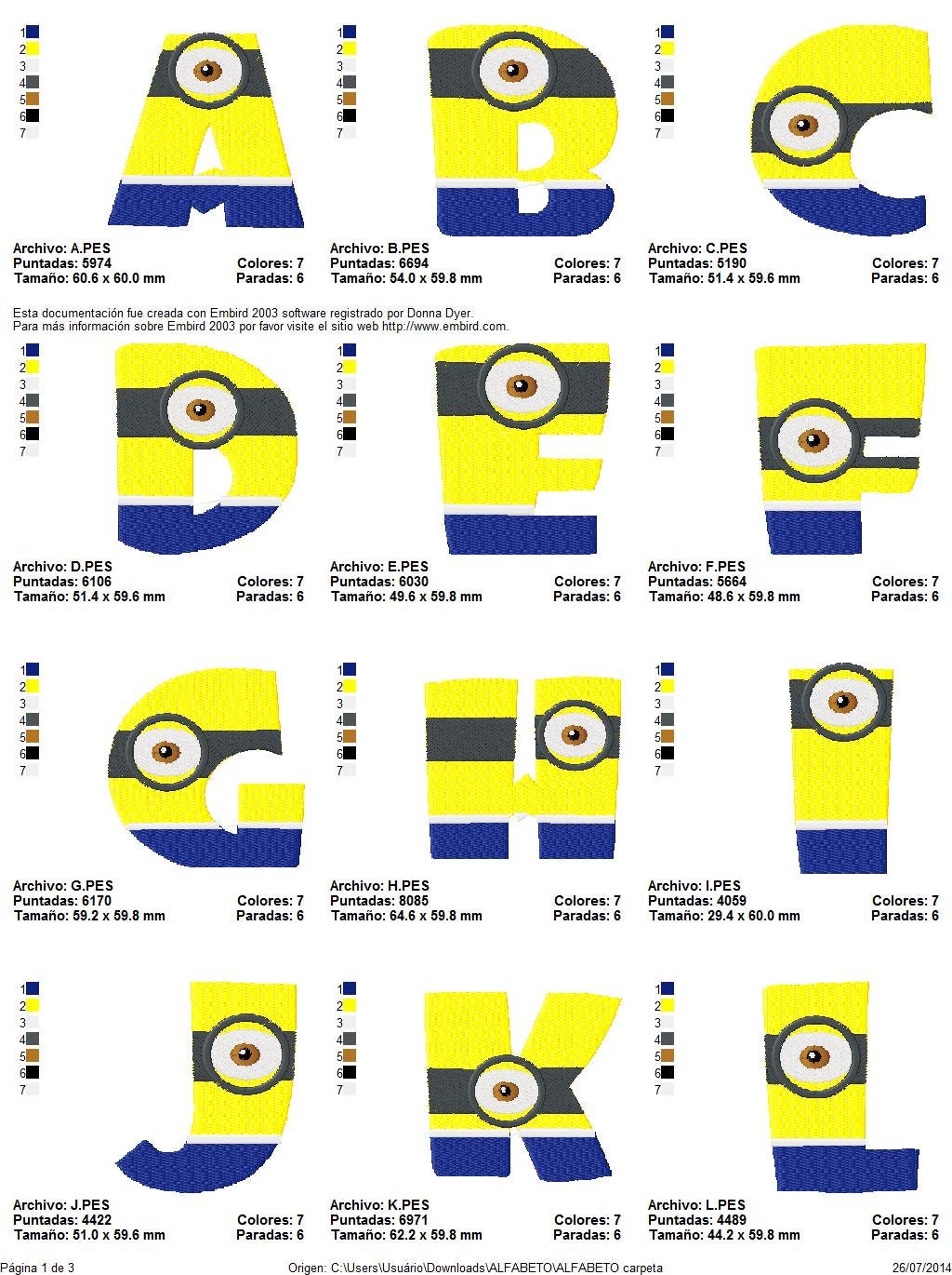 Minions Alphabet ABC Machine Embroidery Files Embroidery | Etsy