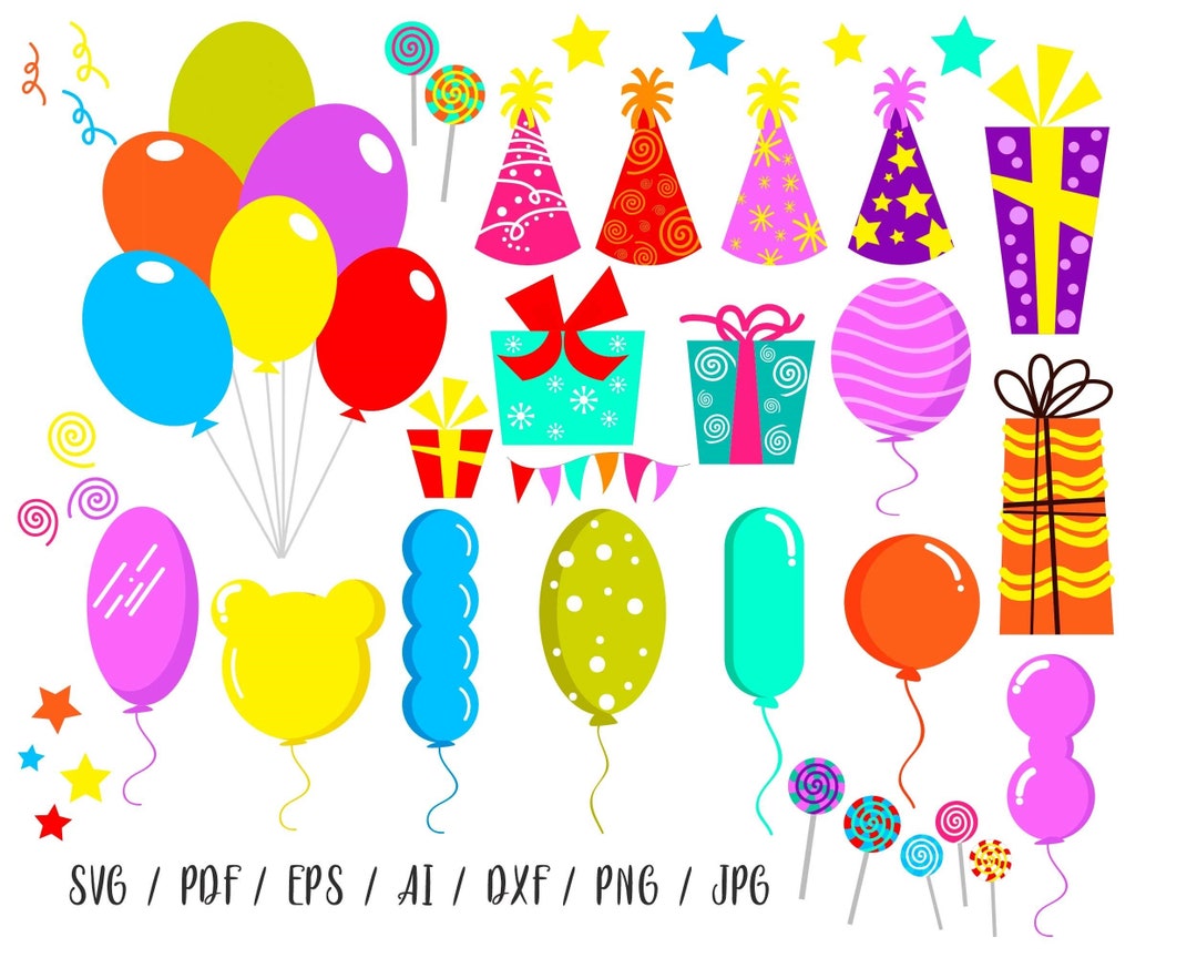 Happy Birthday Svg Party Balloons Digital Files Svg Colorful - Etsy UK