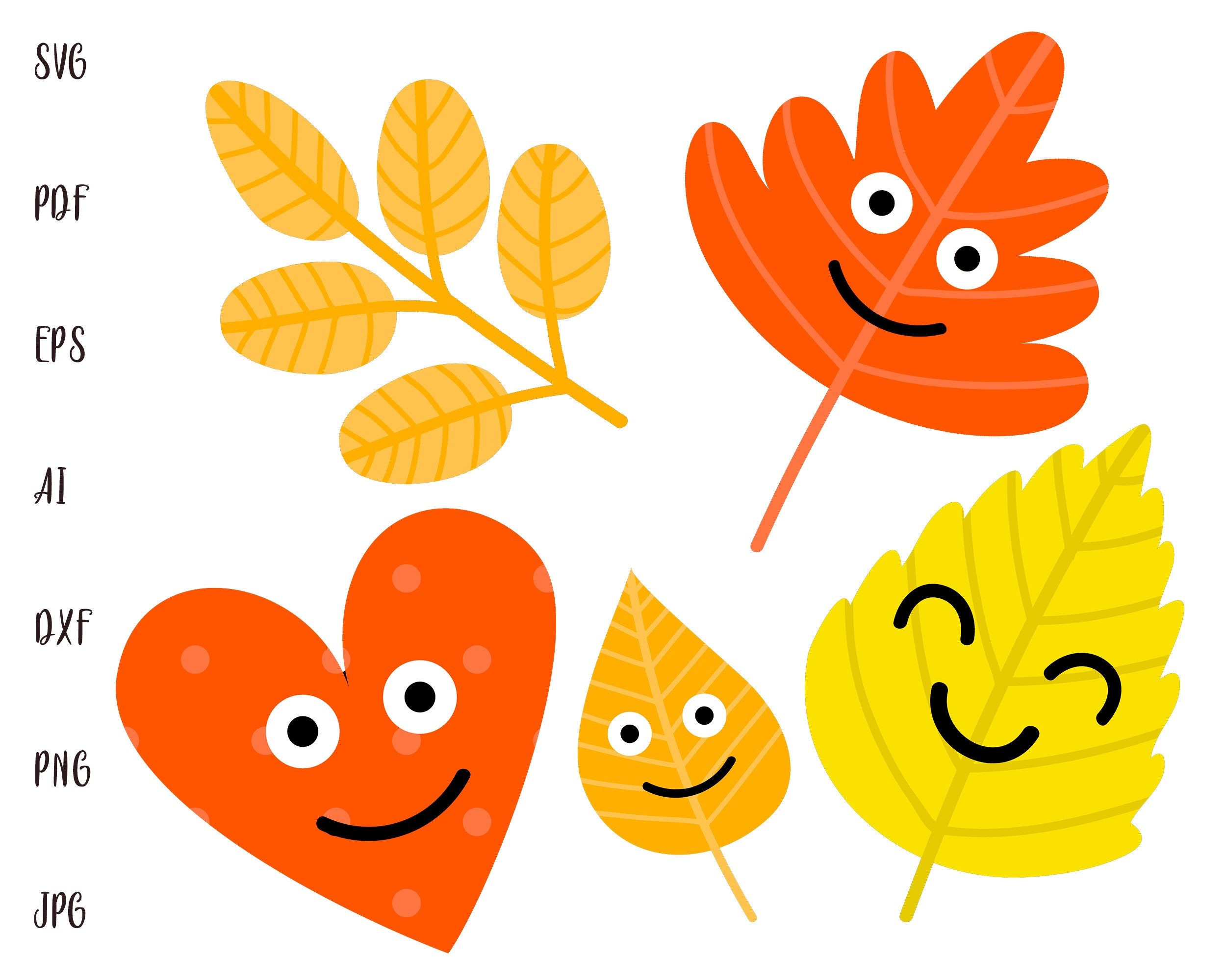 Cute Leaves Svg Leaves Digital Files Autumn Svg Cute SVG Zip Cut Fall ...