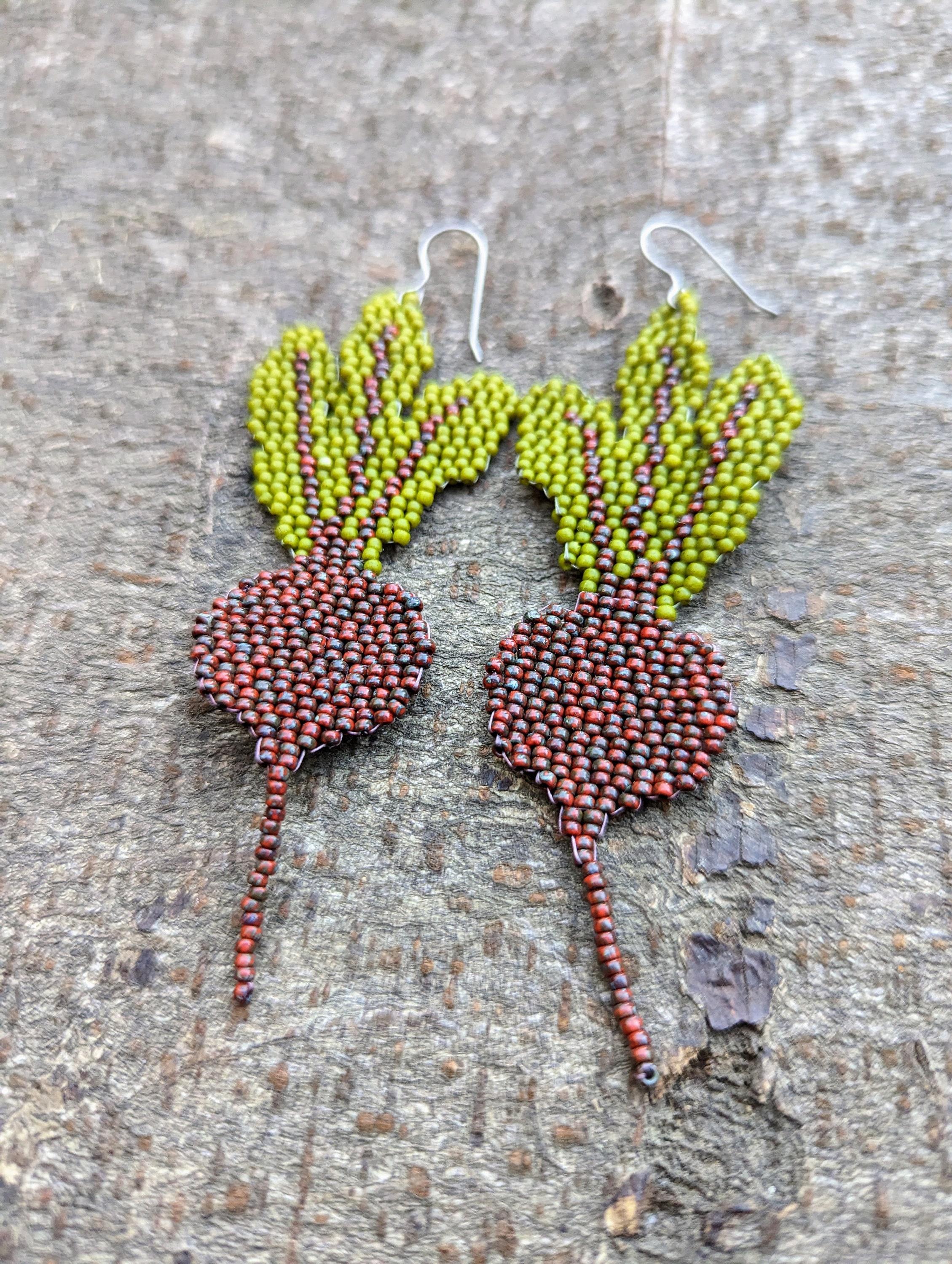 Beet Root Seed Bead Earrings - Etsy