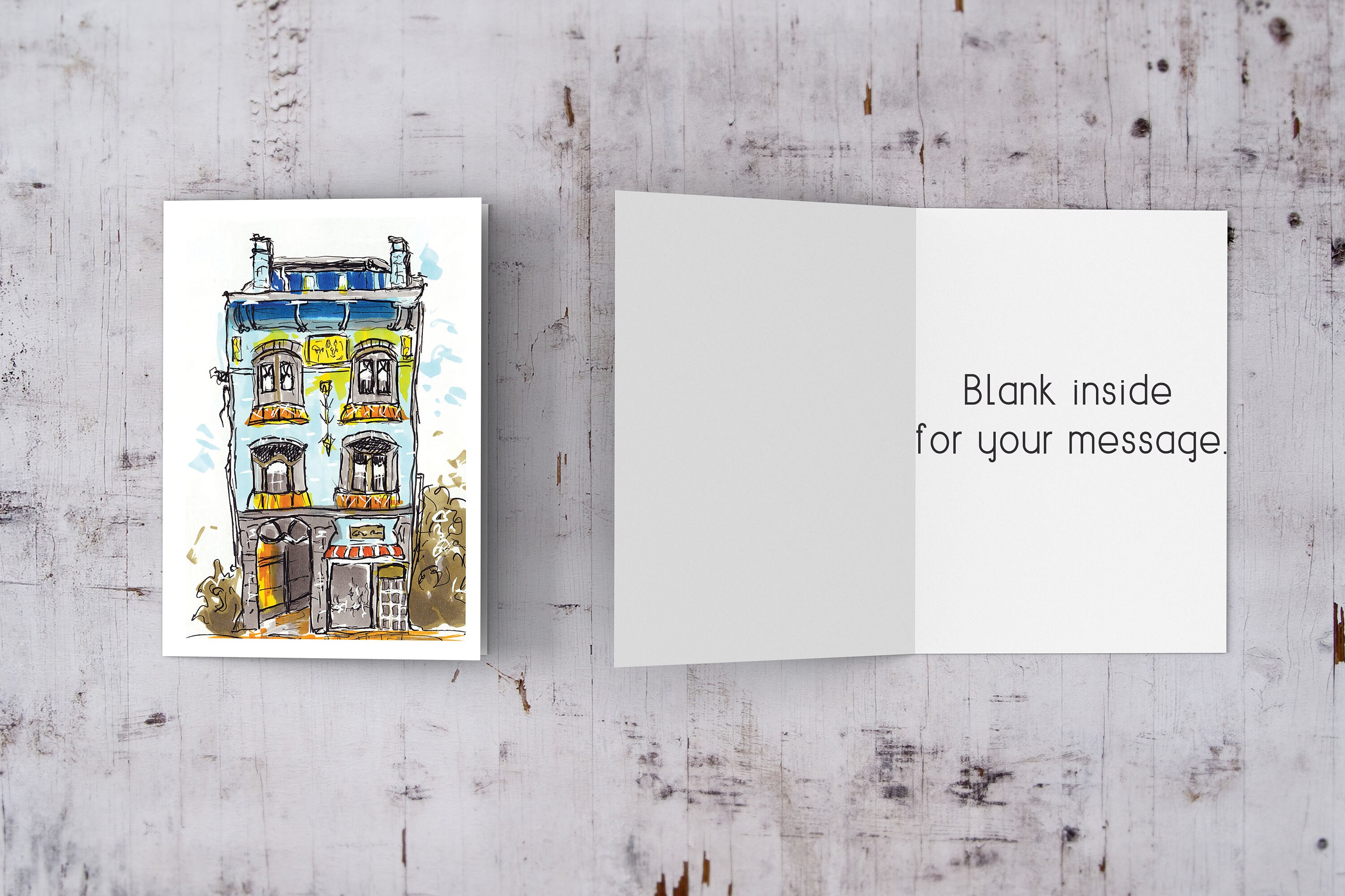 The Manor, Artist Greeting Card, Line and Marker Art, Quirky Buildings ...