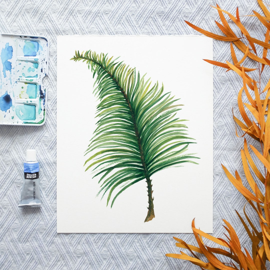 Palm Leaf Watercolour A4 Art Print, Botanical Wall Art, Giclee ...
