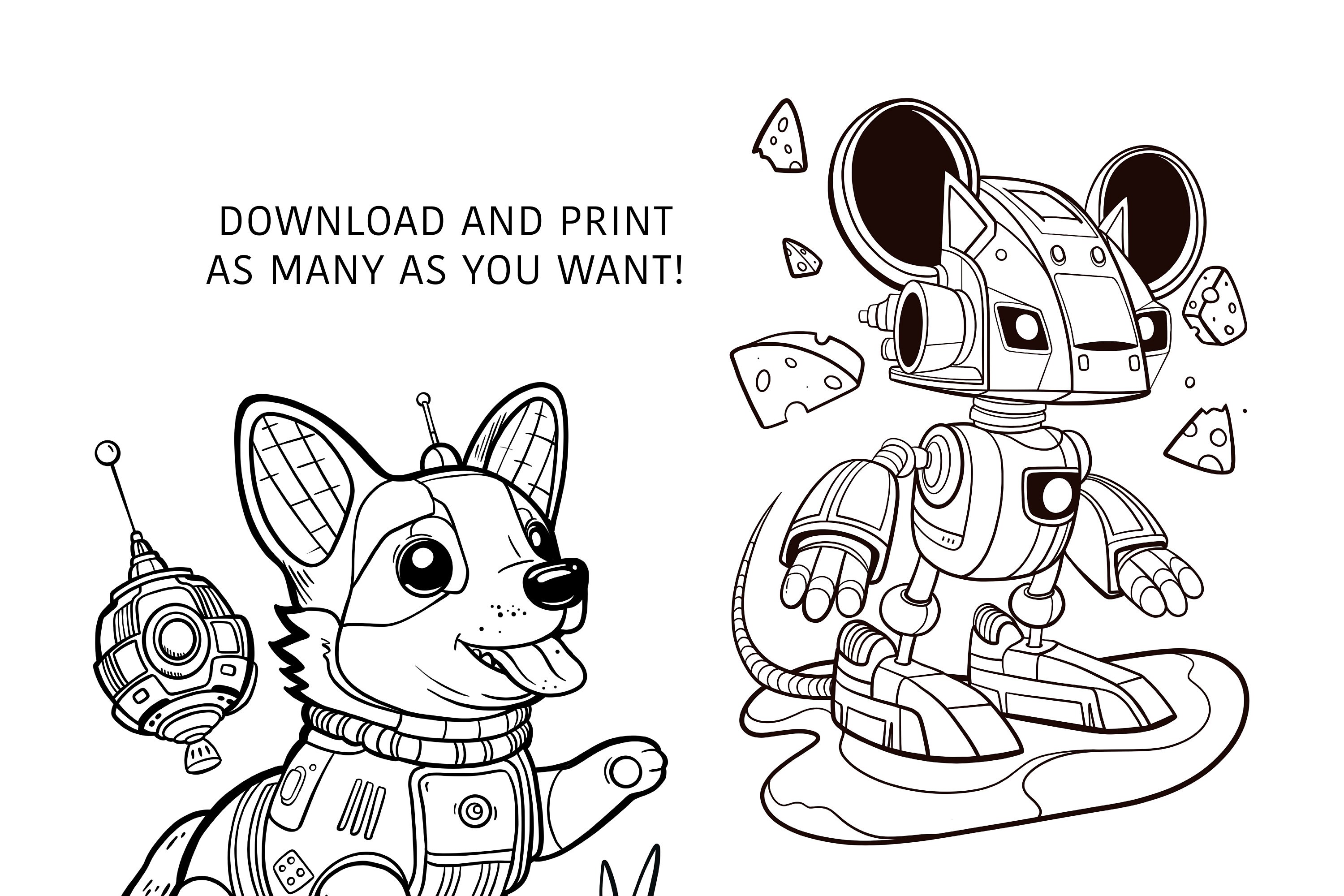 Pet Robots Colouring Pages / Instant Download / Print Home / Instant ...