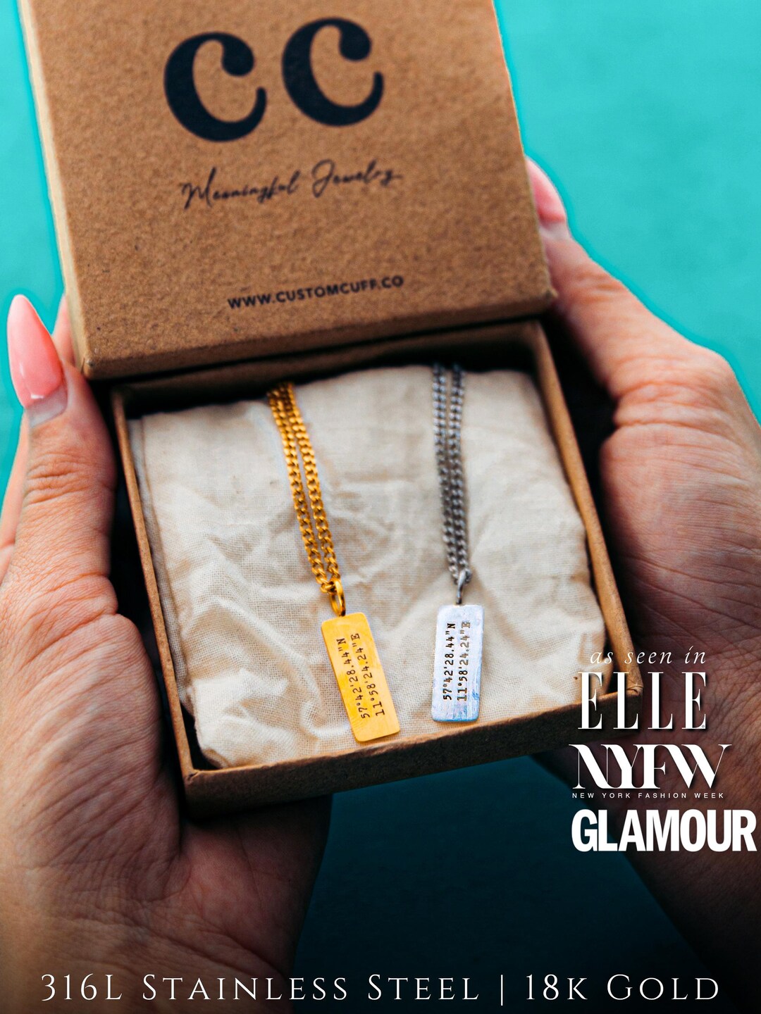 Engraved Custom Necklaces for Couple - Gold and Silver Couples ...