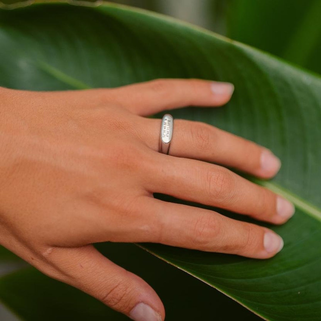 Personalized Coordinates Ring, Memory Ring, Location Ring, Engraved Bar ...