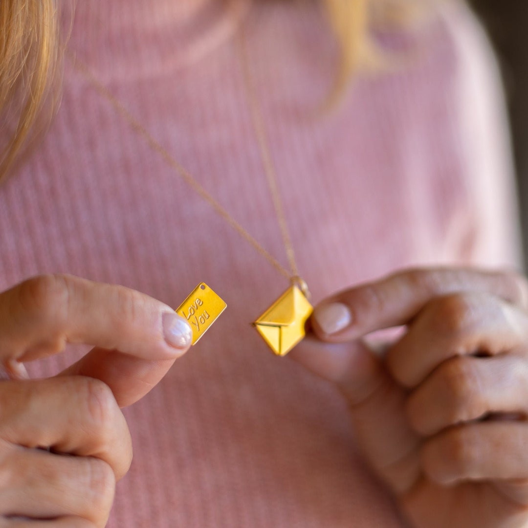 Envelope Necklace With Custom Quote, Love Letter Necklaces for Her ...