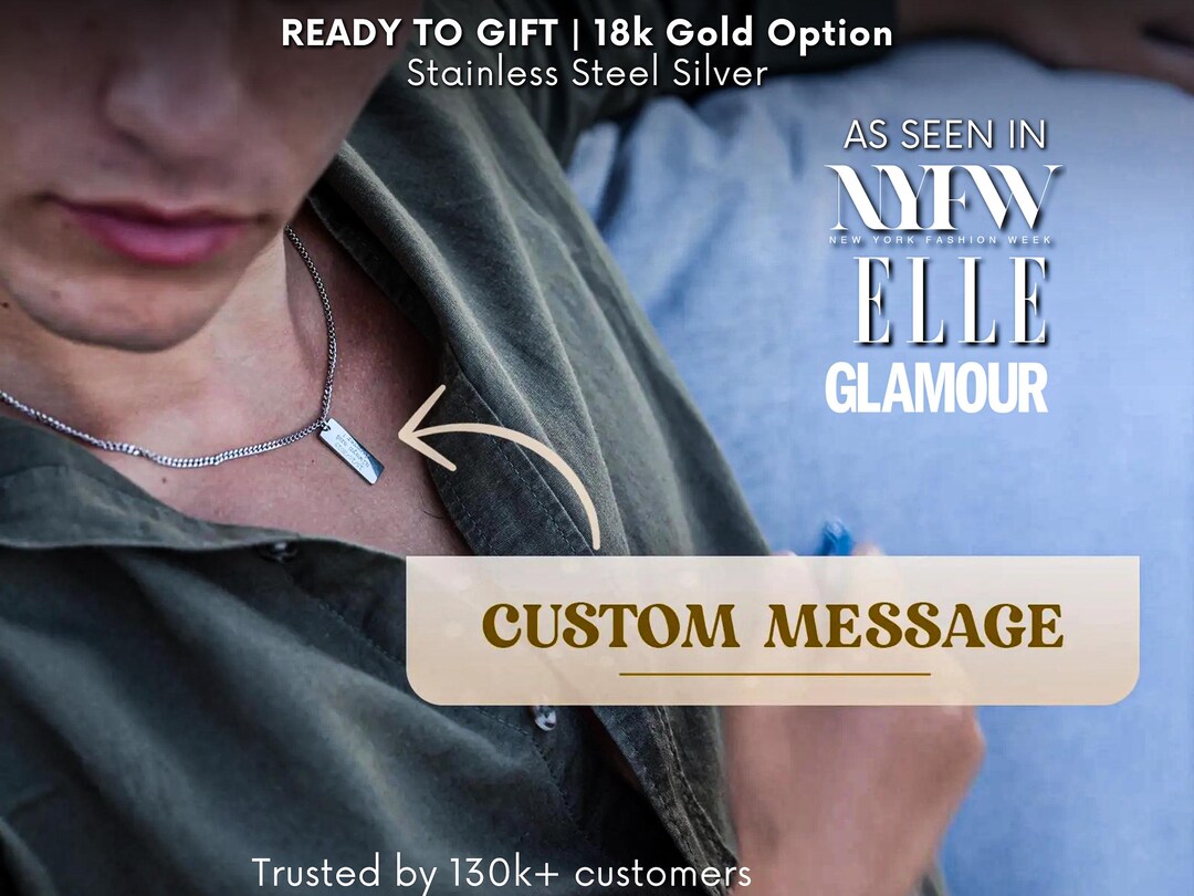 Custom Mens Necklace, CUSTOM ENGRAVED Pendant, Initials, Date or ...