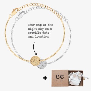 Set of 2 Anniversary Star Chart Bracelets, Constellation Map Bracelets ...