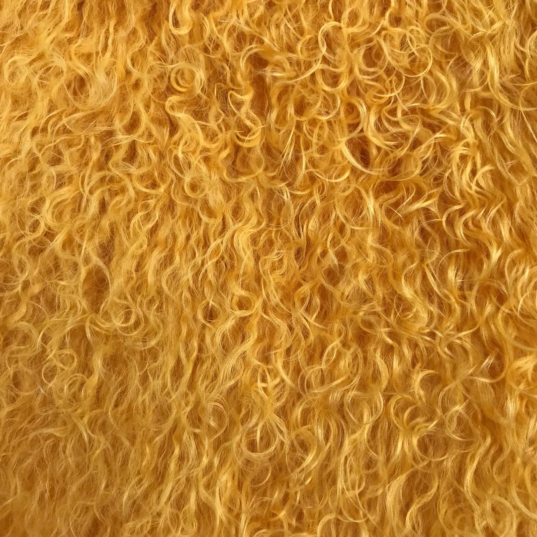 Yellow Tibetan Curly Lamb Mongolian Soft Real Fur Doll Hair Reroot Wigs ...