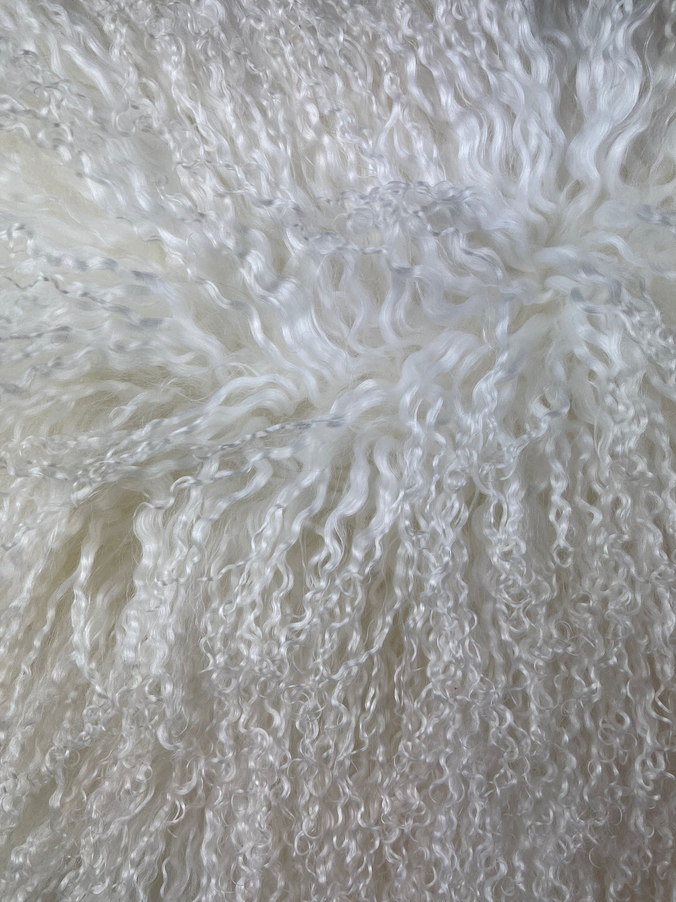 White Tibetan Curly Lamb Mongolian Soft Real Fur Doll Hair Reroot Wigs ...