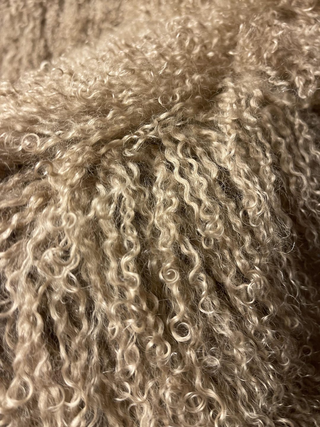 Sand Beige Tibetan Curly Lamb Mongolian Soft Real Fur Doll Hair Reroot ...