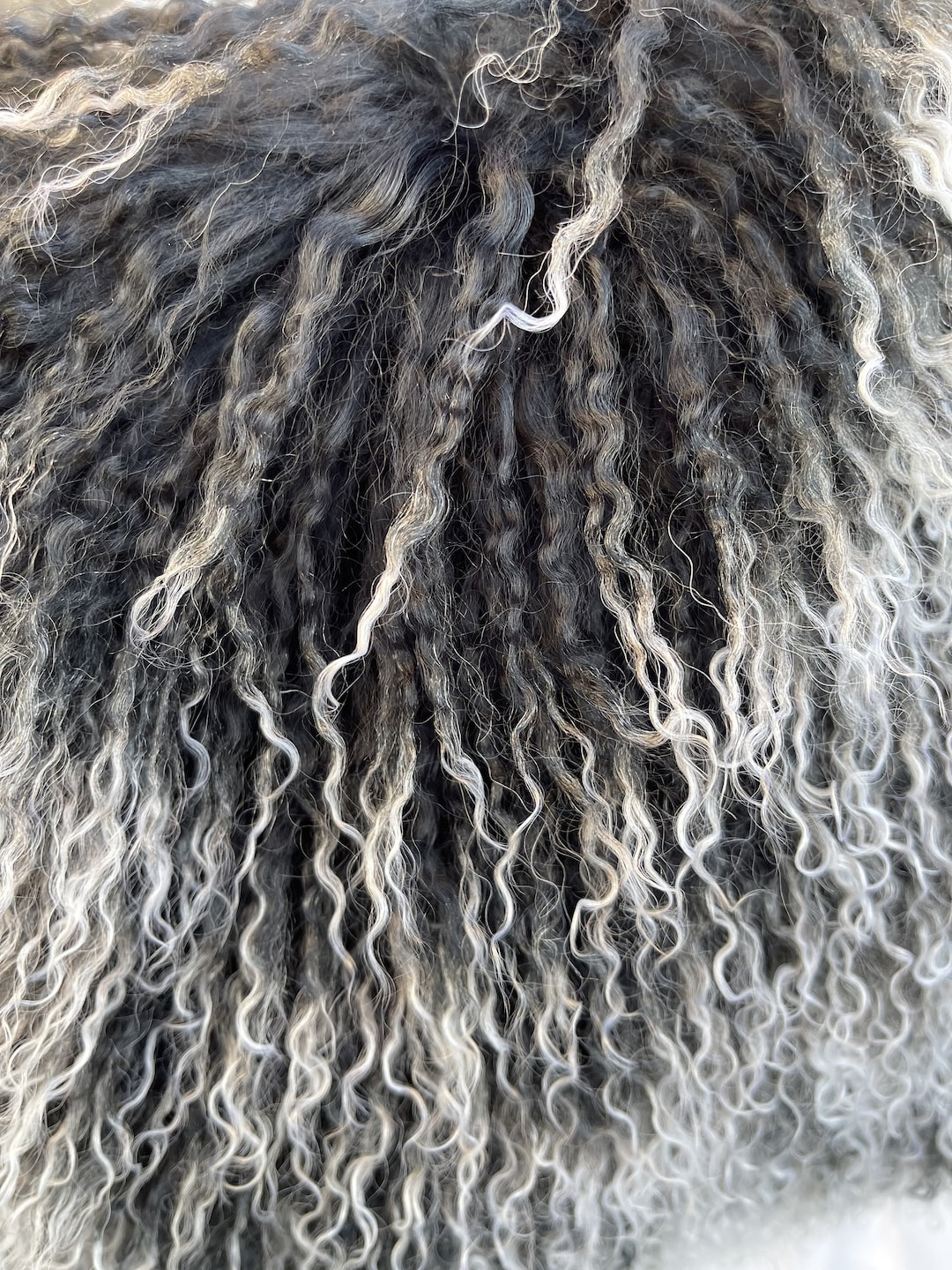 Black W White Tip Tibetan Curly Lamb Mongolian Soft Real Fur Doll Hair ...