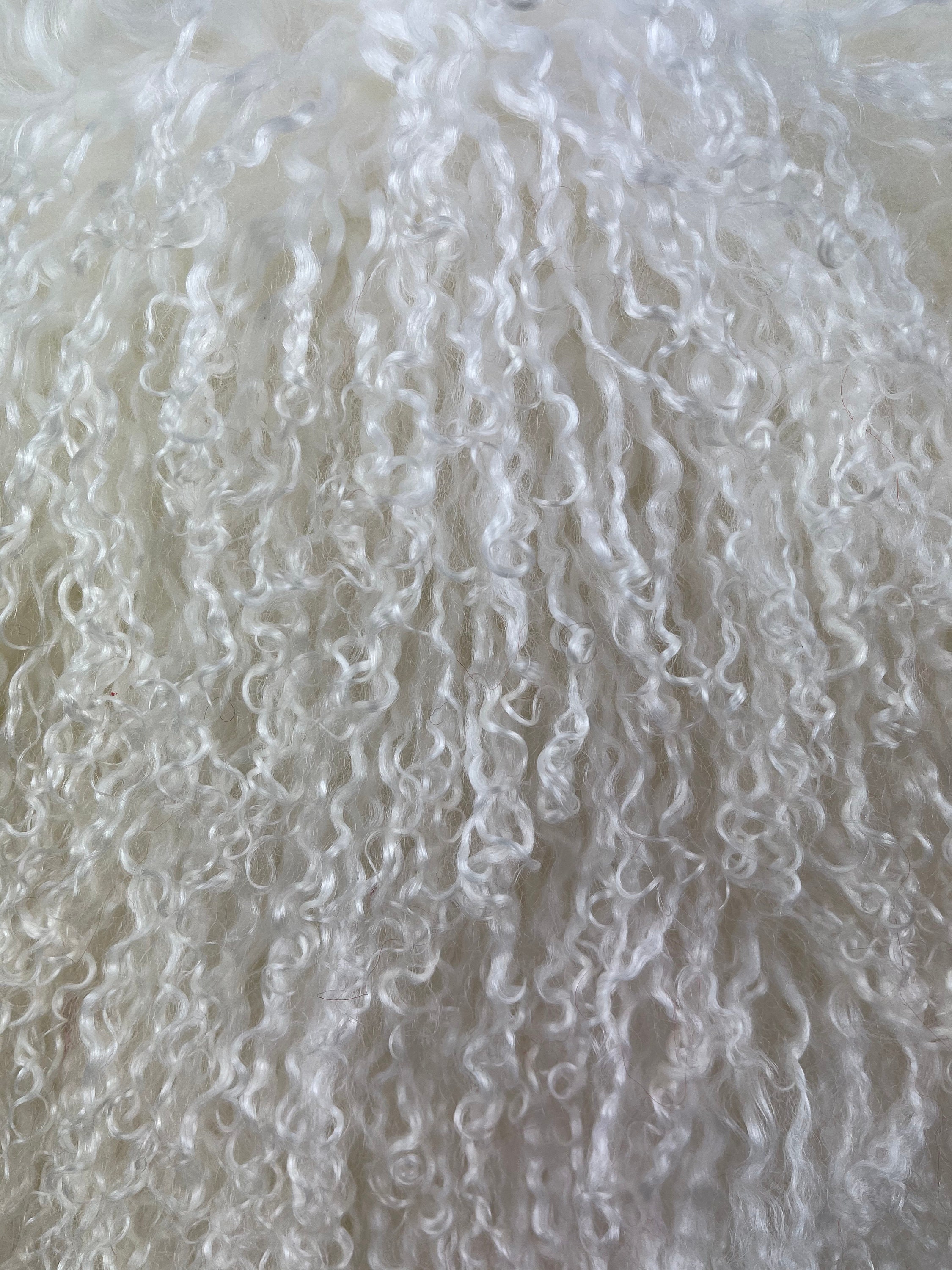 White Tibetan Curly Lamb Mongolian Soft Real Fur Doll Hair Reroot Wigs ...