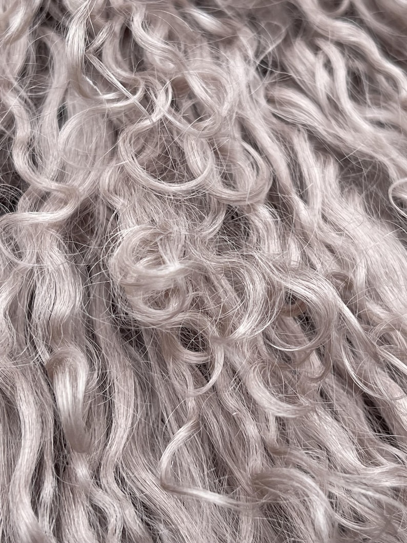 Greige Tibetan Curly Lamb Mongolian Soft Real Fur Doll Hair Reroot Wigs ...