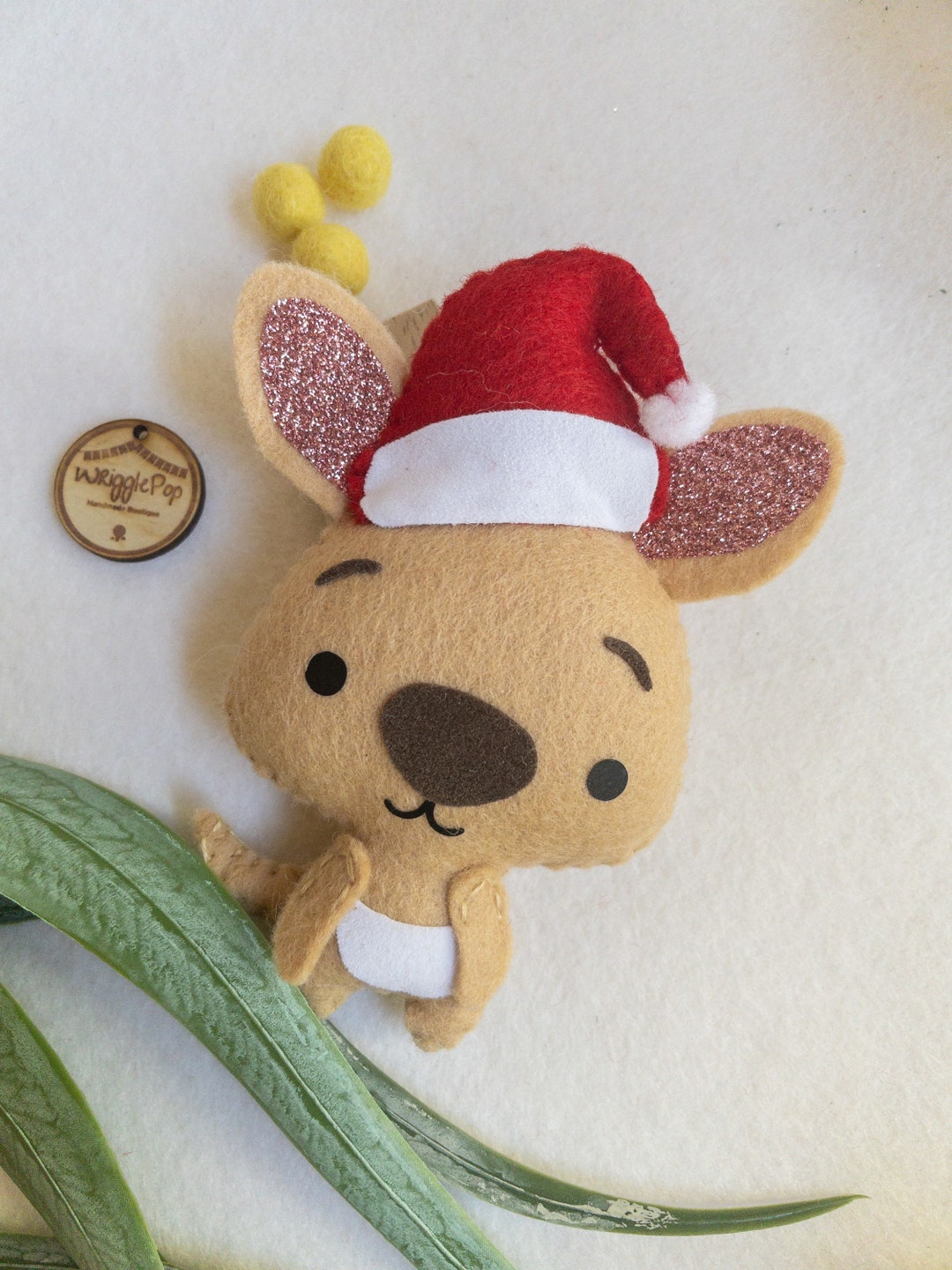 Wool Felt Festive Kangaroo Christmas Ornament Australian Native Animal ...