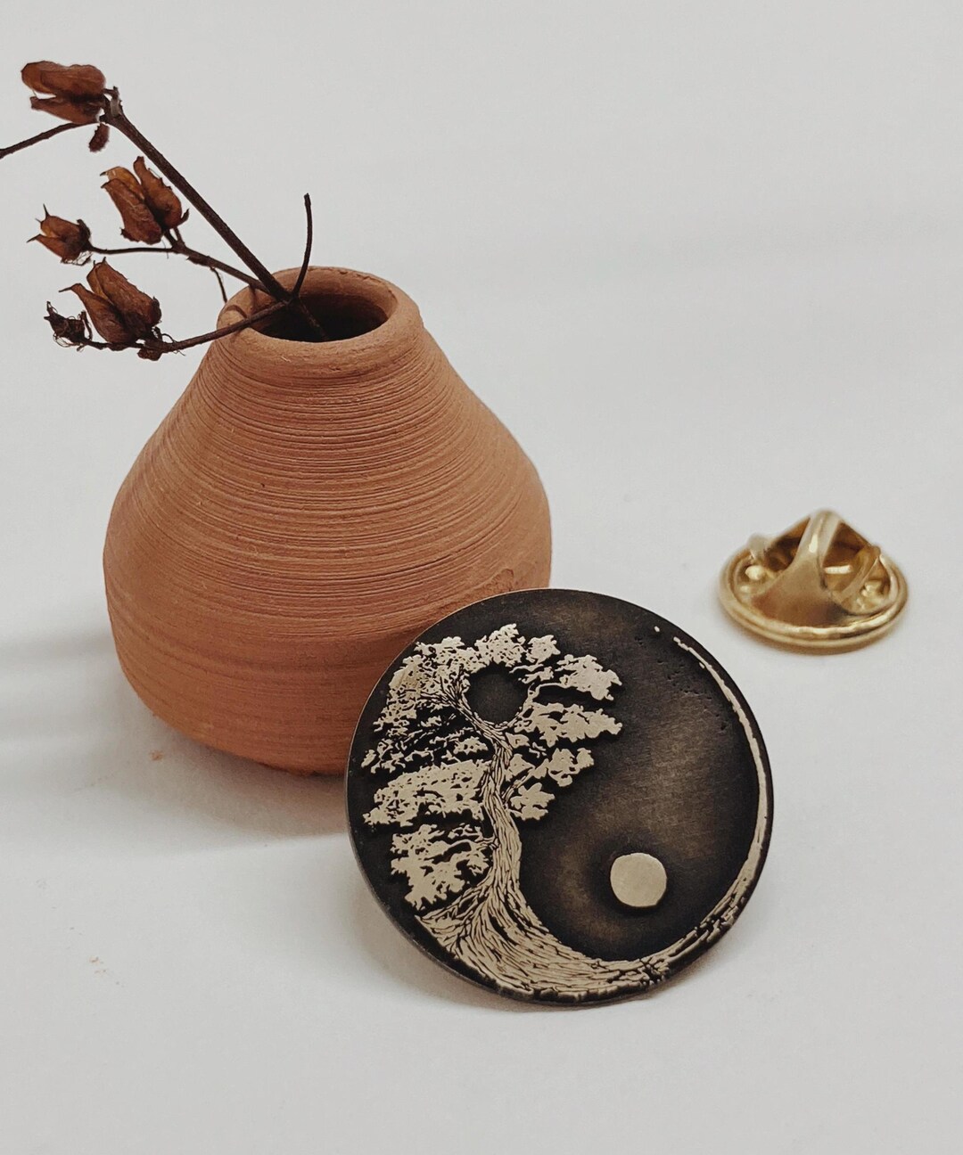 Handmade Yin Yang Pin #5 : Brass or Silver Unisex Lapel Pin - Etsy