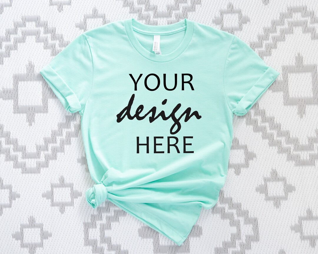 Mint Bella Canvas 3001 Shirt Mockup White T Shirt Mock up Geo T-shirt ...