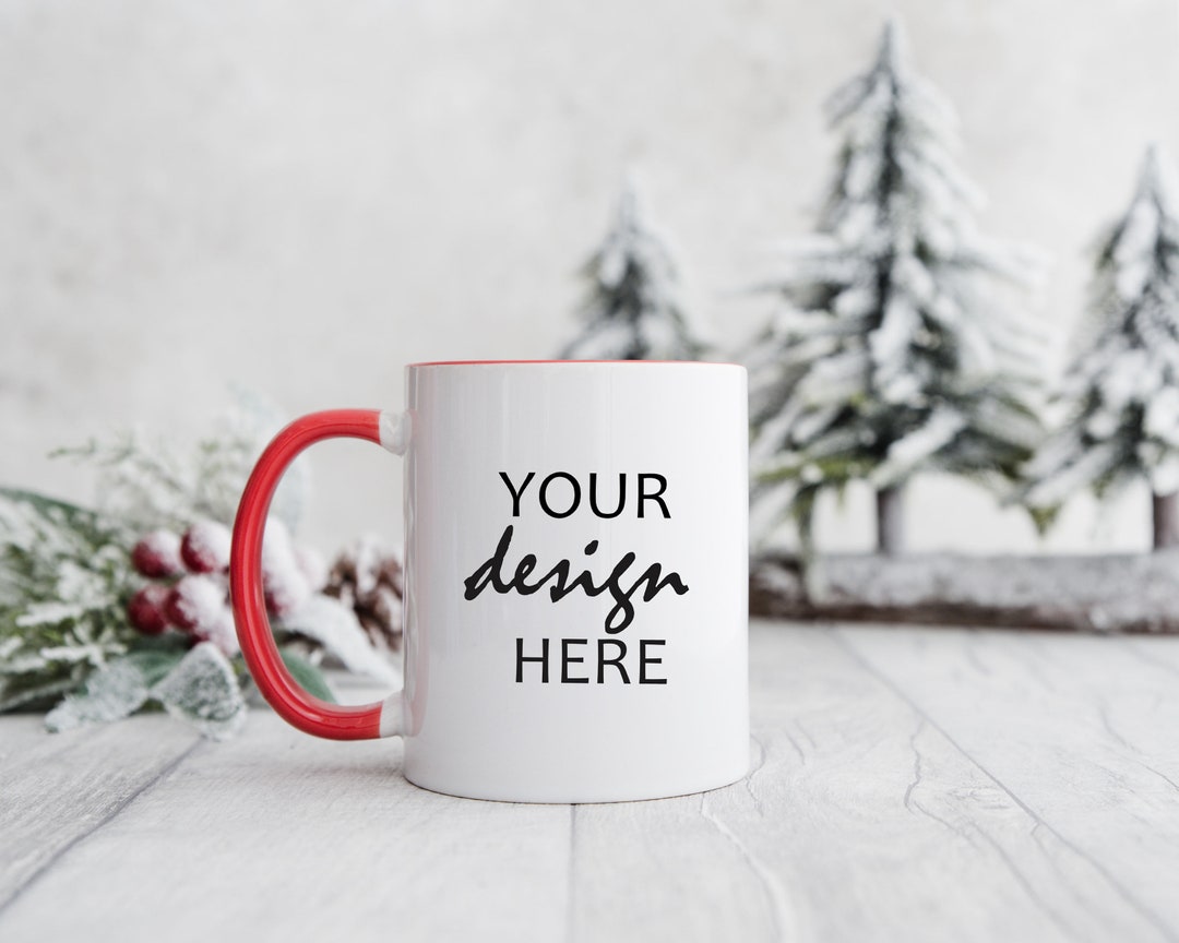Red Handle Coffee Cup Mock up Mug Mockup Christmas Mockup Styled Stock ...