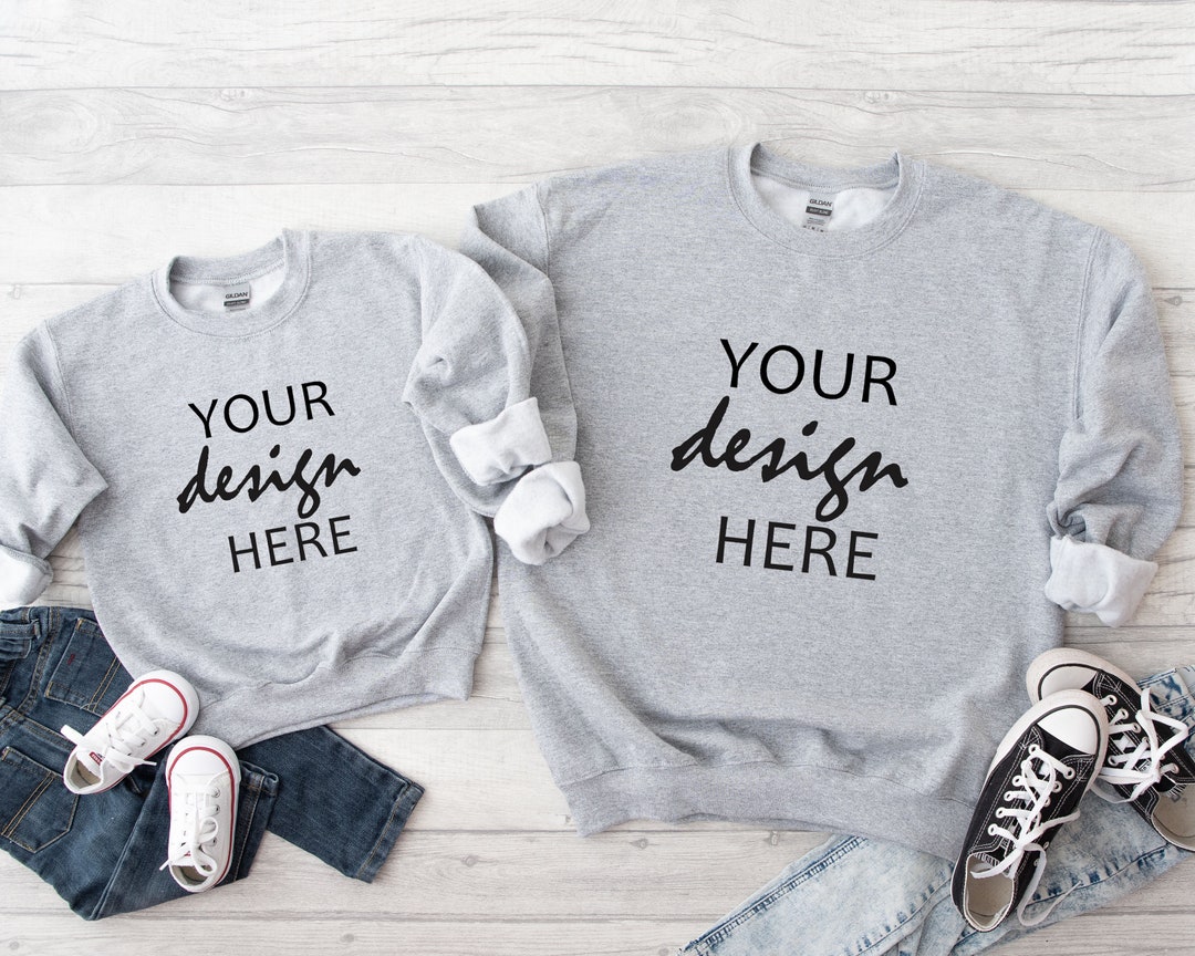 Gildan 18000 Mockup Family Sport Grey Sweater Mommy Me Mock up Mama Me ...