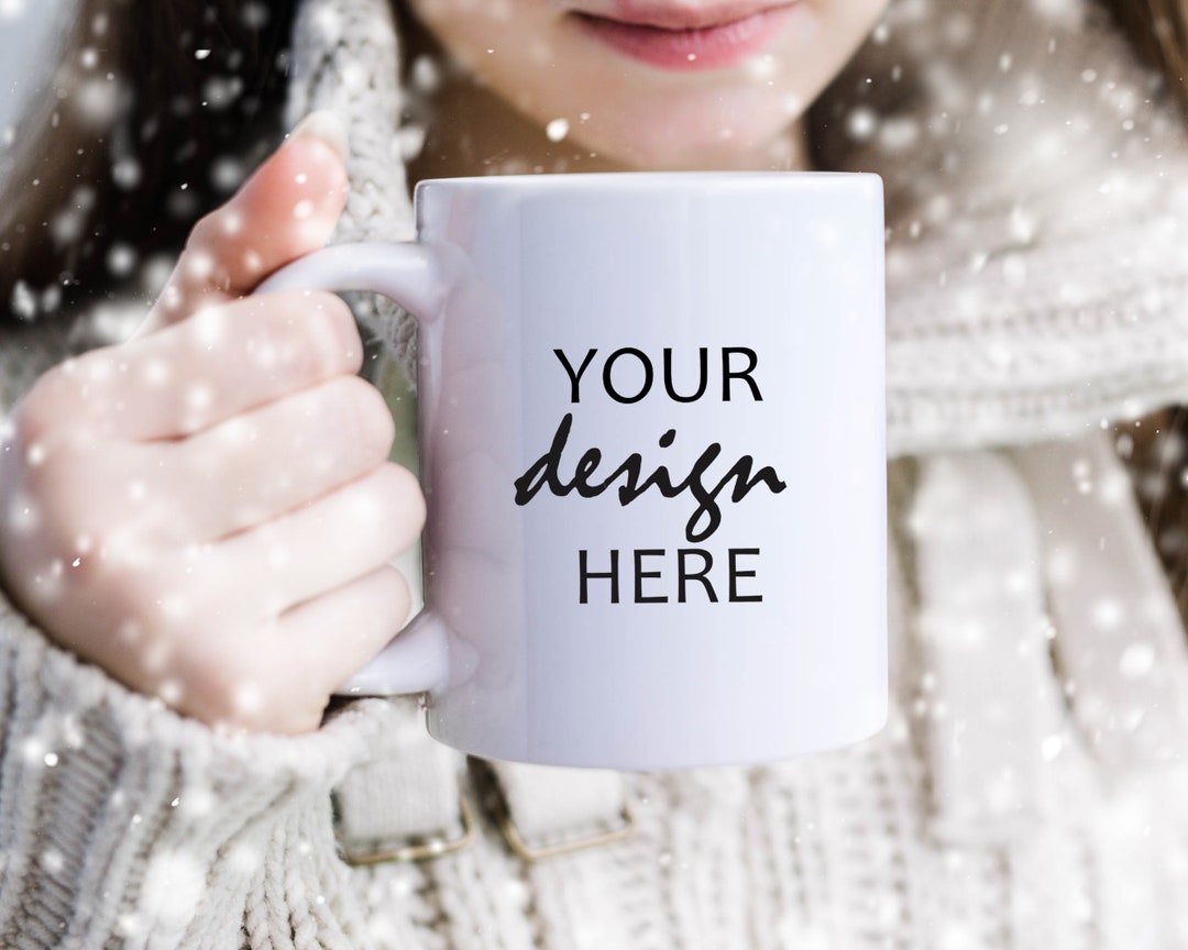 Coffee Cup Mock up Mug Mockup Snowy Christmas Mockup Styled Stock Photo ...