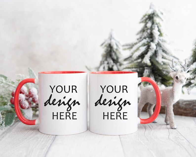 Red Handle Coffee Cup Mock up Mug Mockup Christmas Mockup - Etsy