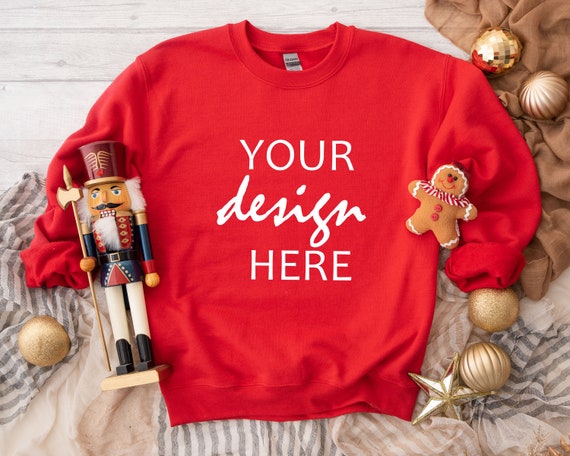 Red Sweater Mockup Gildan 18000 Mockup Gildan Red Christmas - Etsy