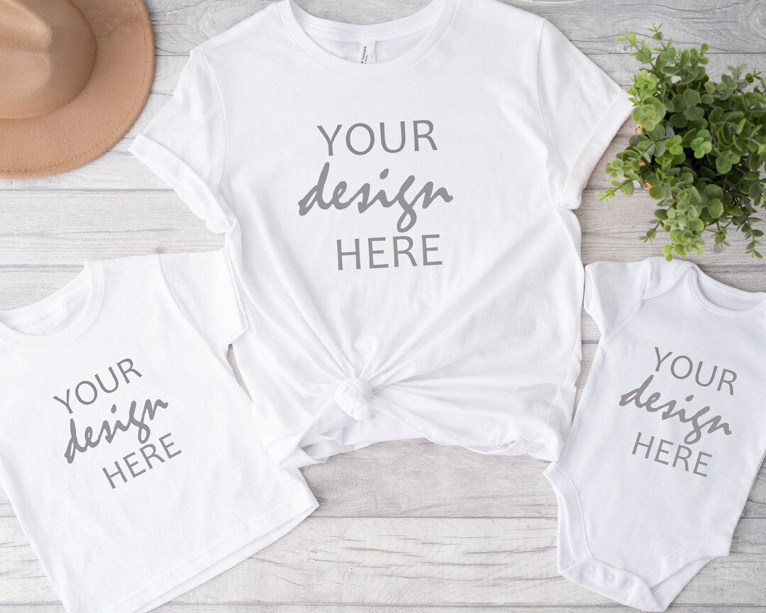 Bella Canvas 3001 Mockup Family White Tshirt Mockup Mommy & Me Mock up ...