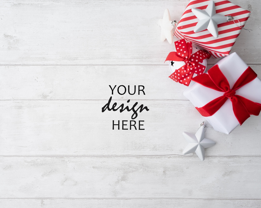 Christmas Flatlay, Product Background Mockup, Holiday Gifts Styled ...