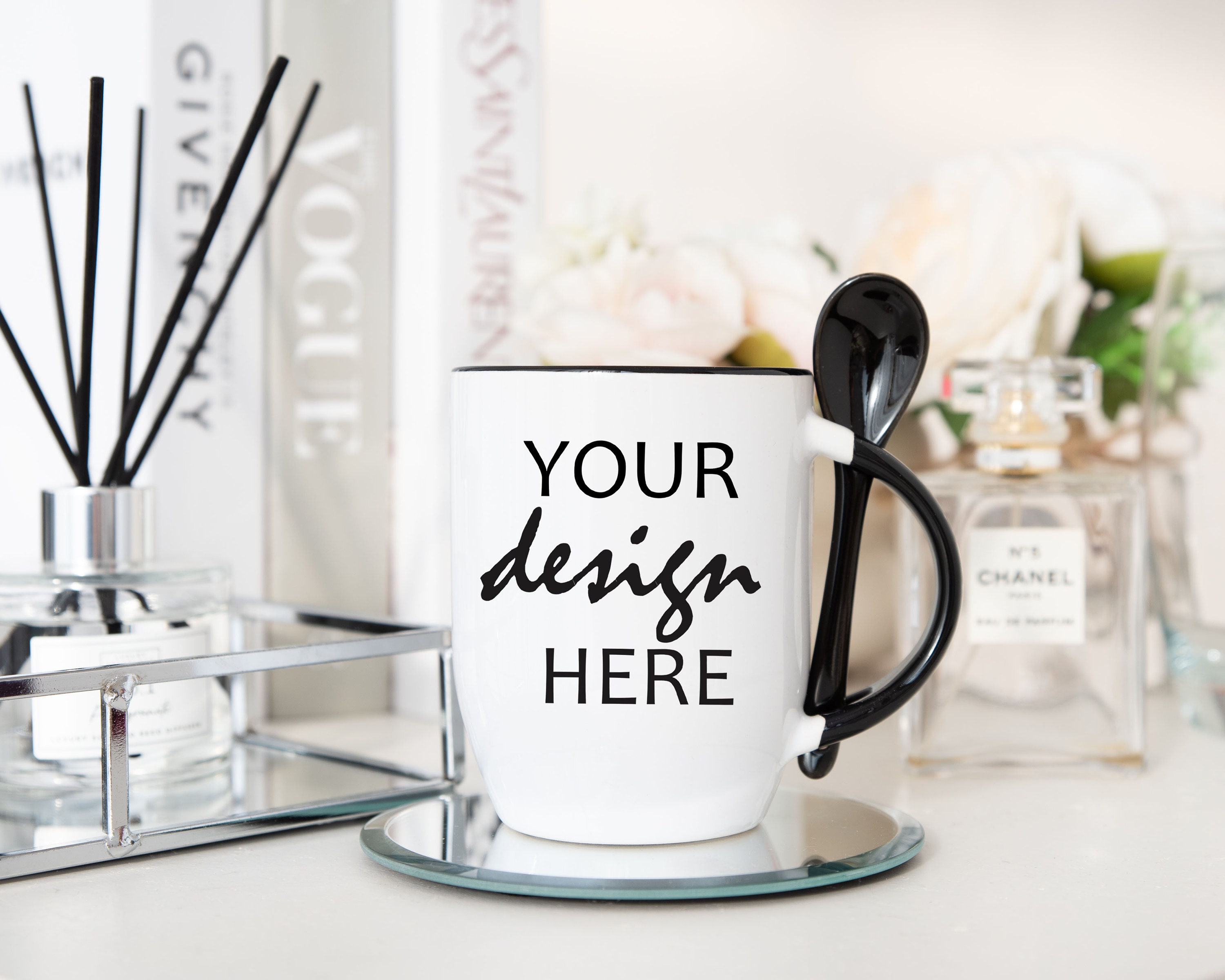 Luxury Black Handle Spoon Mug Mock Ups Coffee Cup Mug Mockup - Etsy