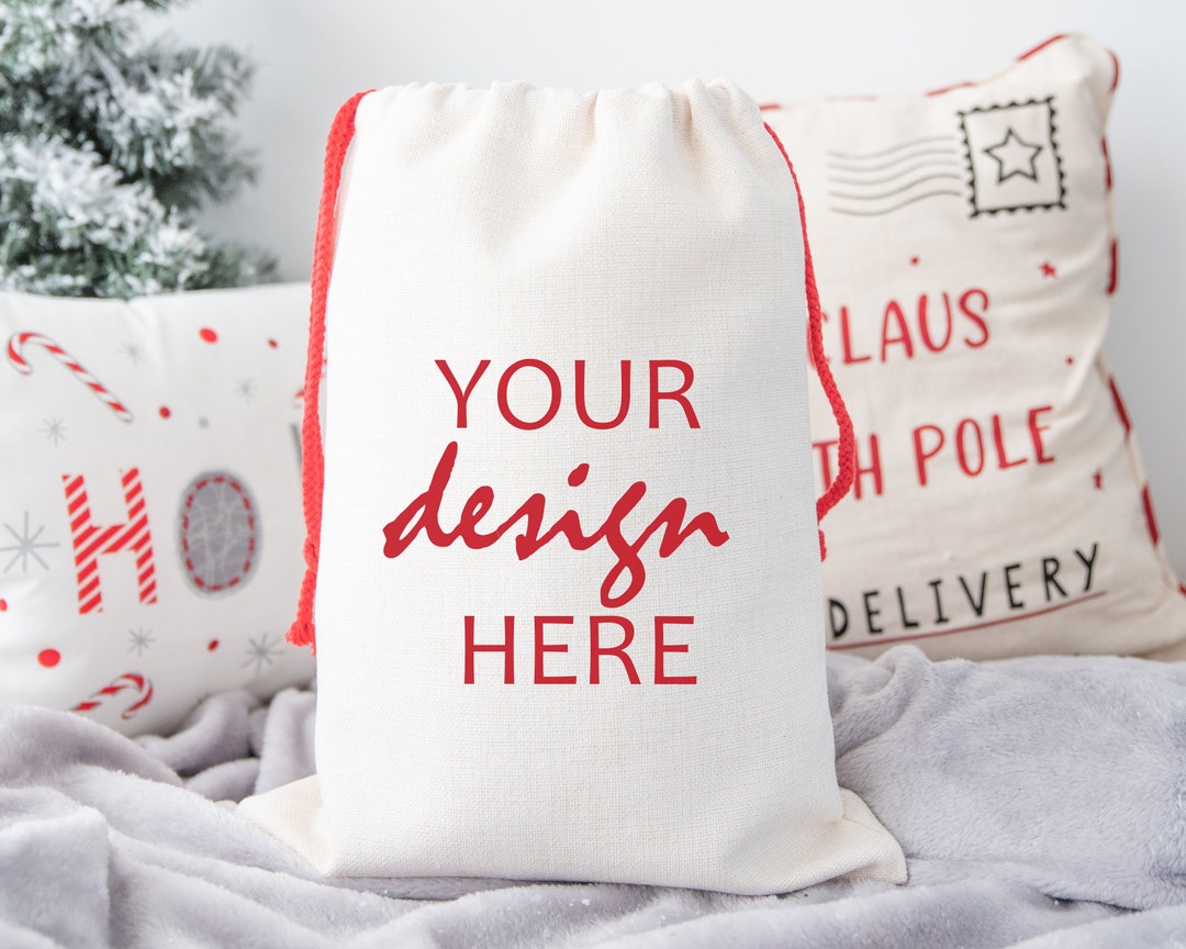Santa Sack Mockup Natural Gift Bag Christmas Sack Mock up Festive Gift ...