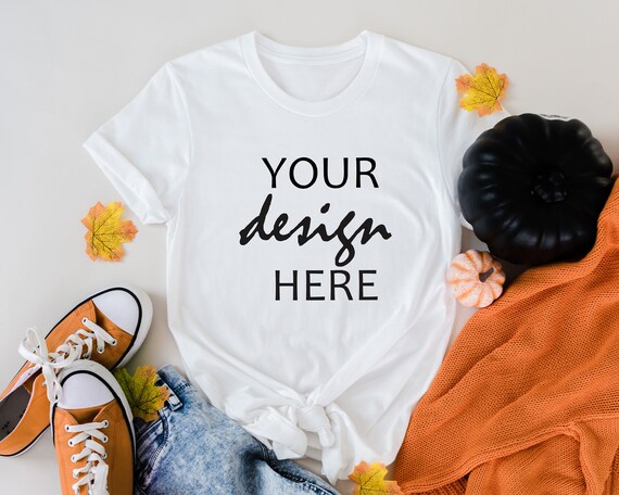 White Tagless Shirt Mockup Fall T-shirt Mock up Mockup - Etsy