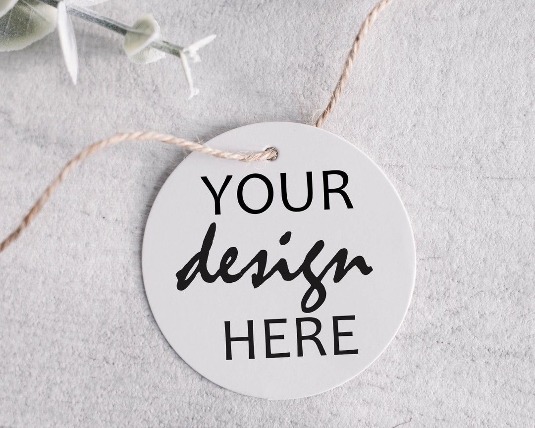 Blank Round Tag Mockup, White Round Label Mockup, Gift Tag Mockup ...