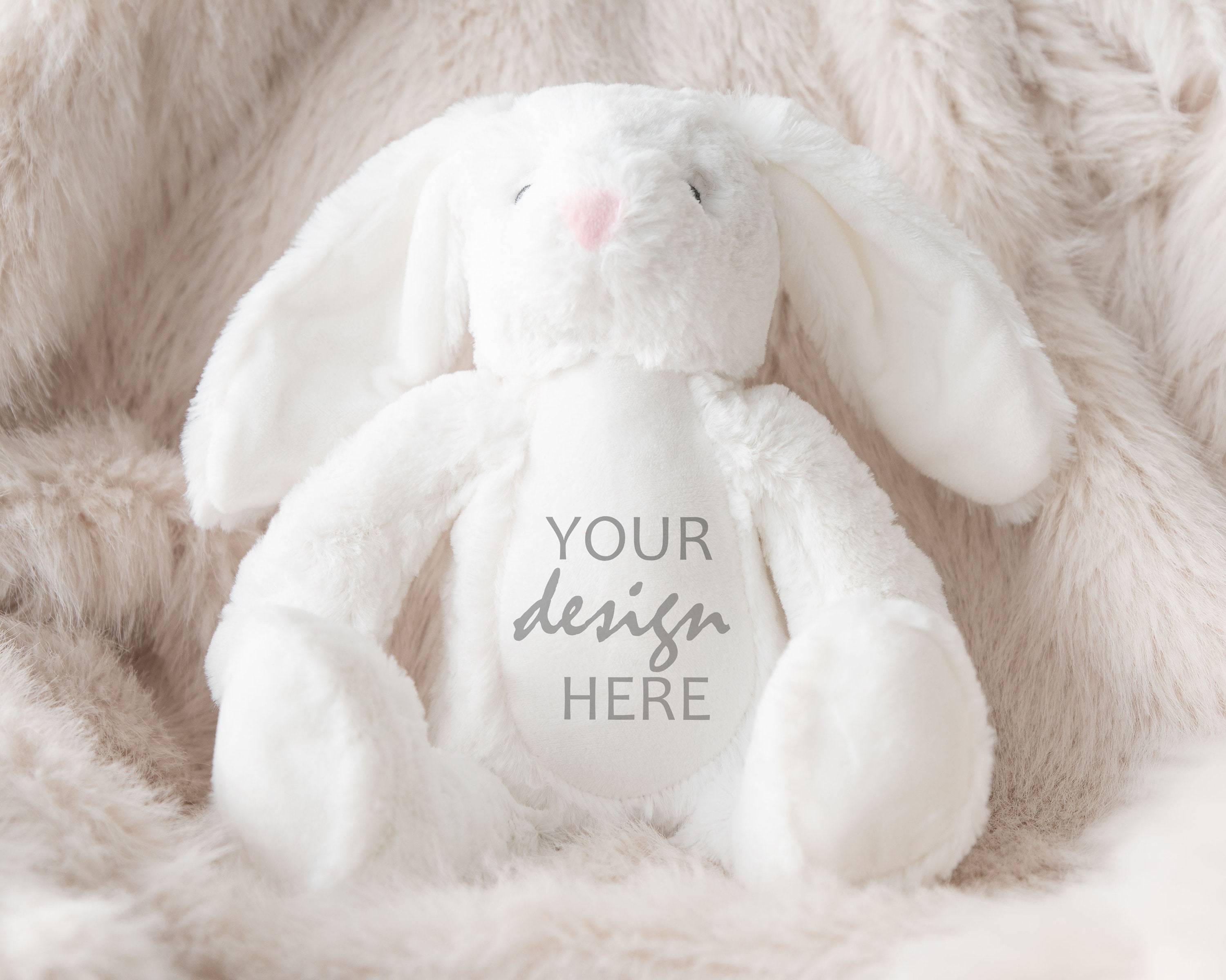 Newborn Mumbles Mockup Printme Bunny Plush Mockup Baby's First Easter ...