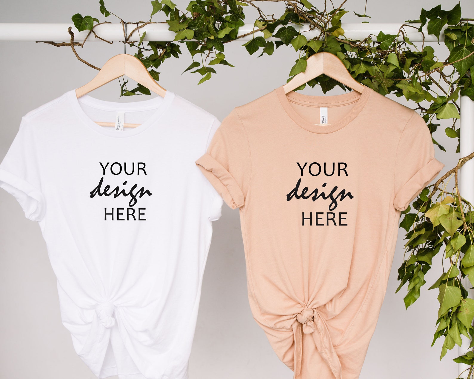 White Bella Canvas 3001 Shirt Mock up His and Hers T-shirt Tee - Etsy