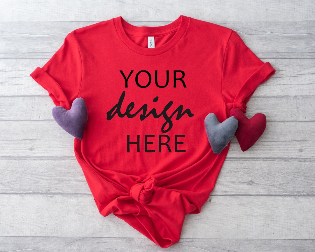 Valentines Day Mock up Red Tshirt Mockup Bella Canvas Shirt Styled ...