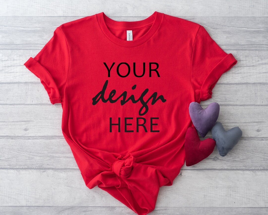Valentine's Day Mock up Red Tshirt Mockup Bella Canvas Shirt Styled ...