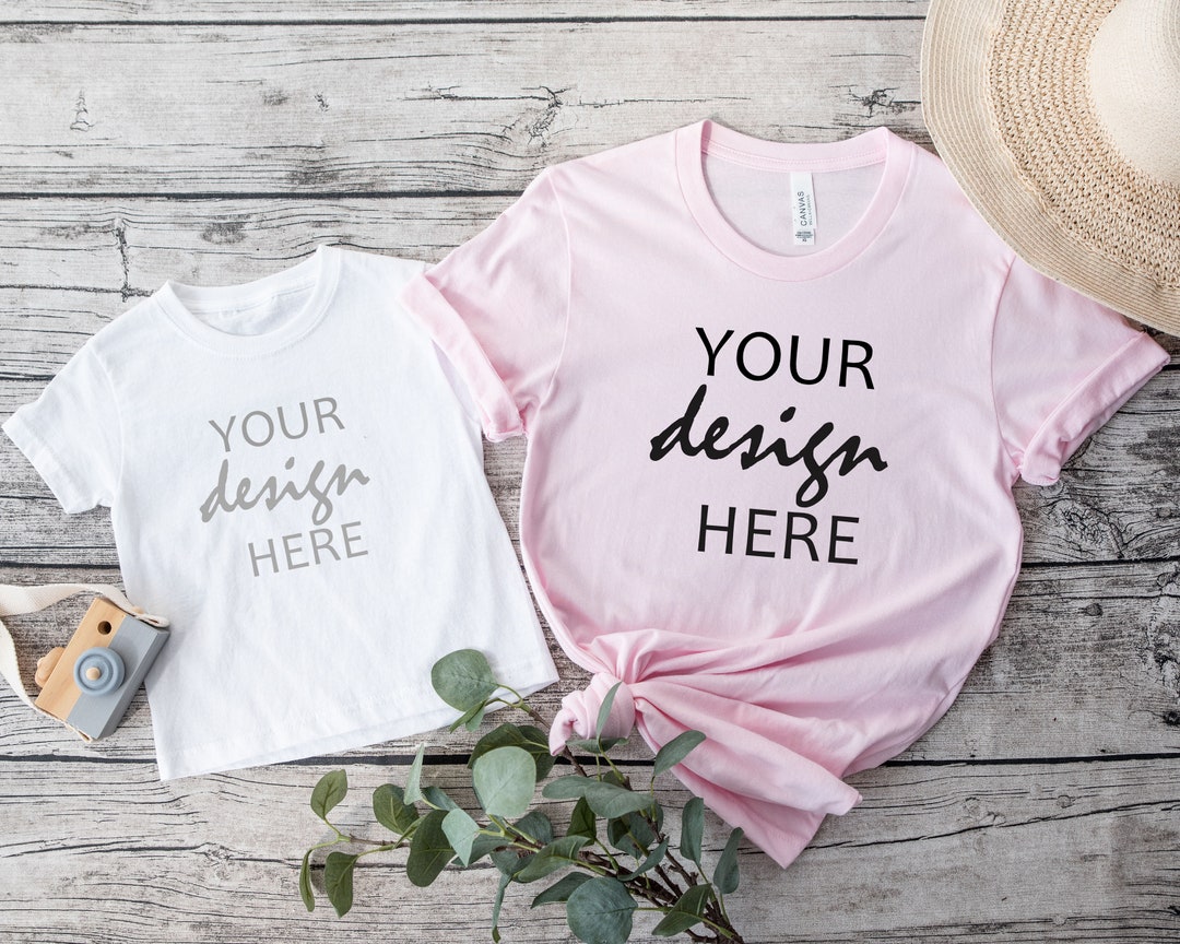 Pink Mama and Me Mockup Bella Canvas 3001 Mockup Tshirt Mockup Mommy Me ...