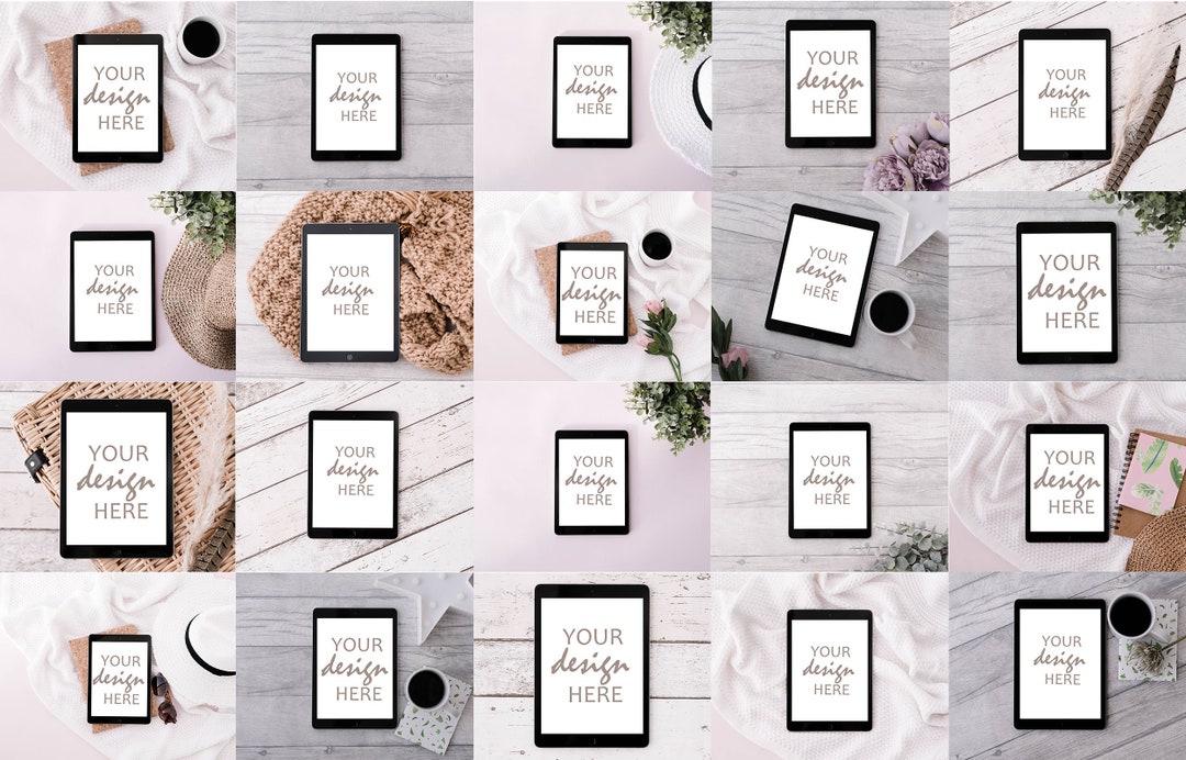 20 iPad Mockups Apple iPad Mock up Bundle Modern Coffee Cup Mock-up ...