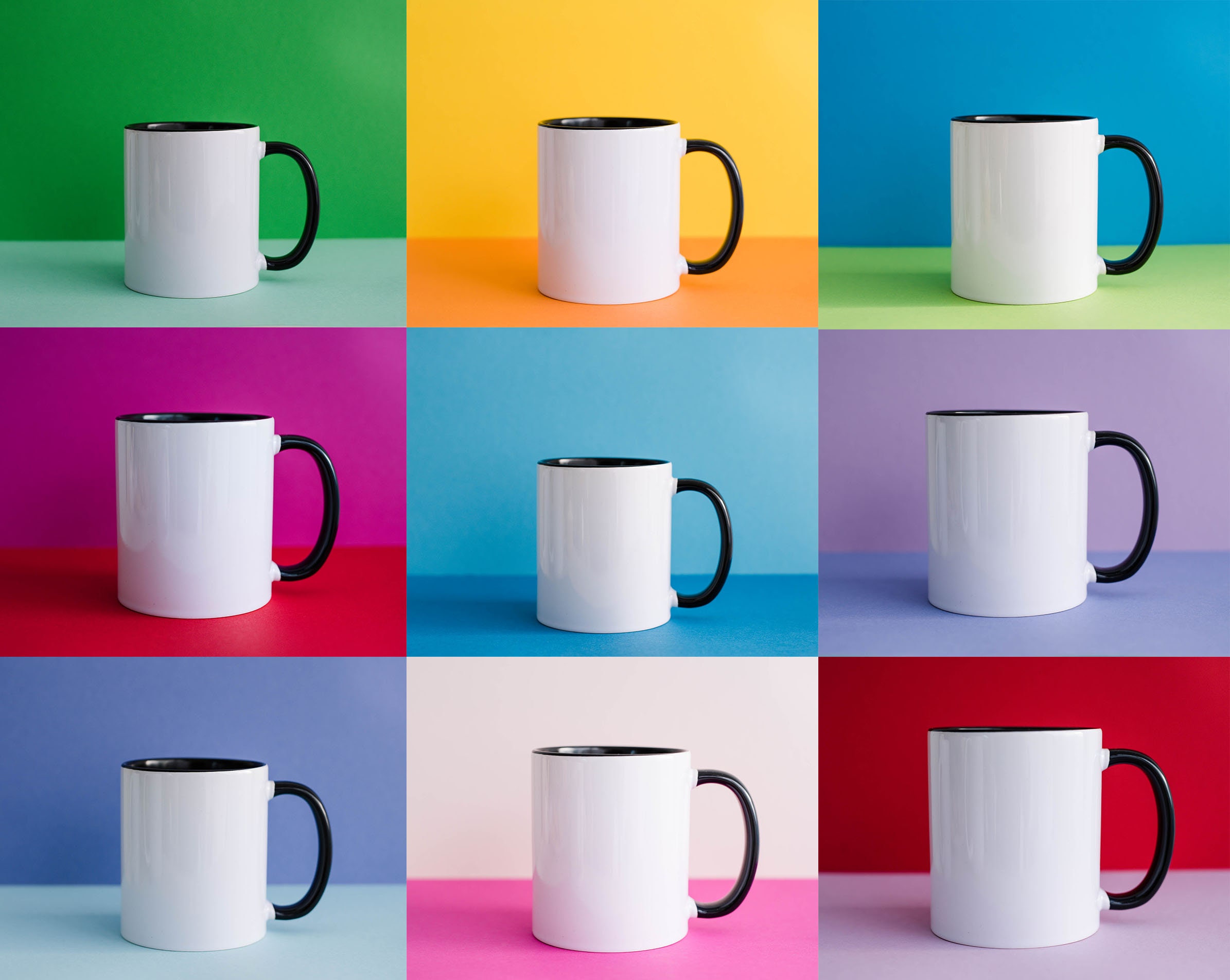 10 x Bright Mug Mock ups Black Handle Coffee Cup Mug Mockup | Etsy
