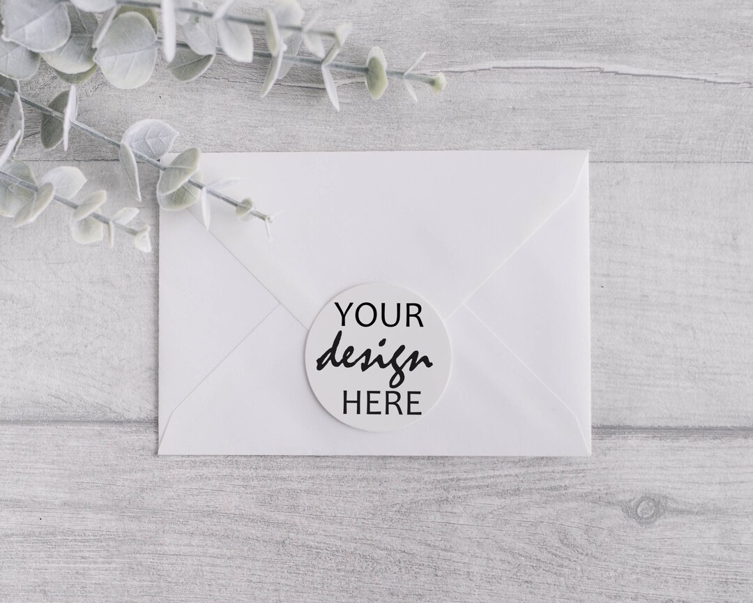 Round Sticker Mockup White Envelope Sticker, Wedding Sticker Mock-up ...