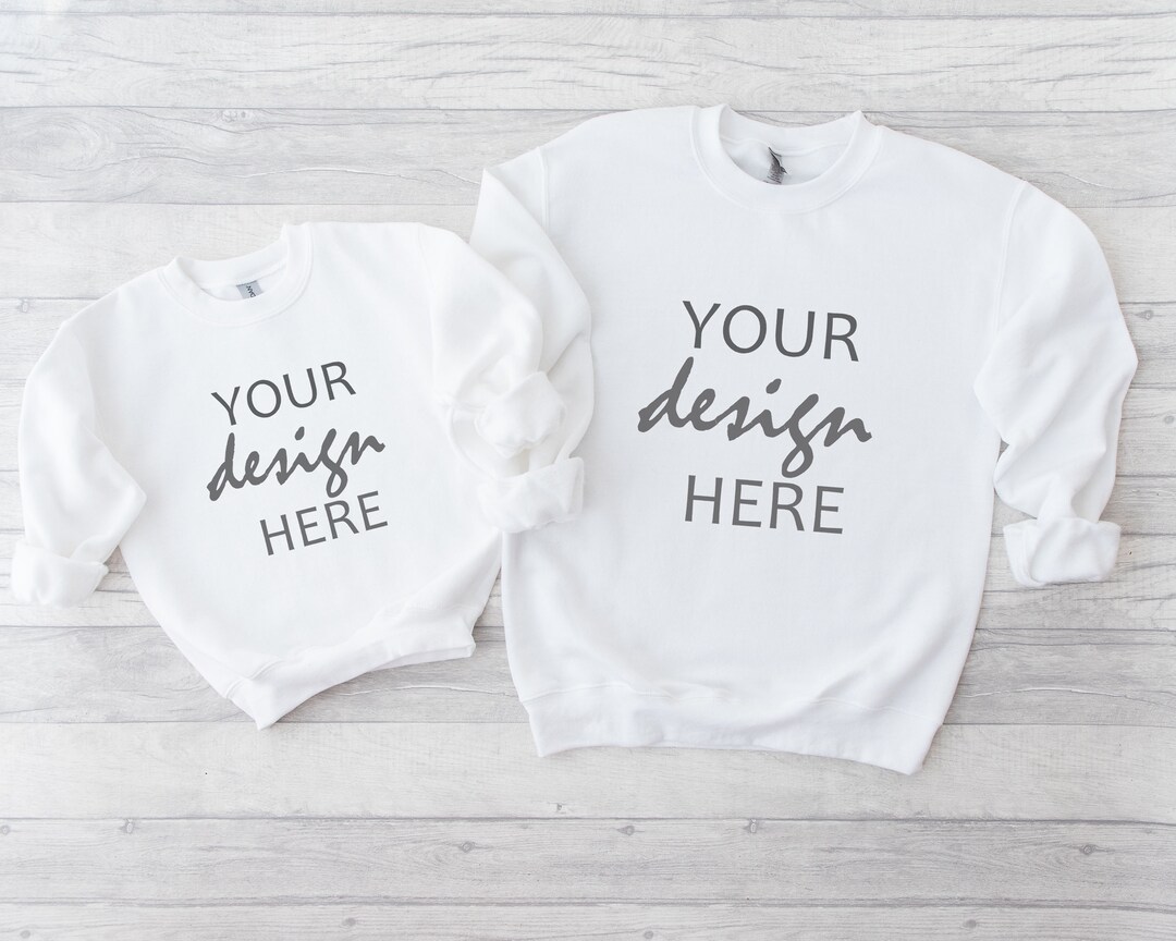 White Gildan 18000 Mockup Family Sweater Mommy Me Mock up Mama Me Child ...