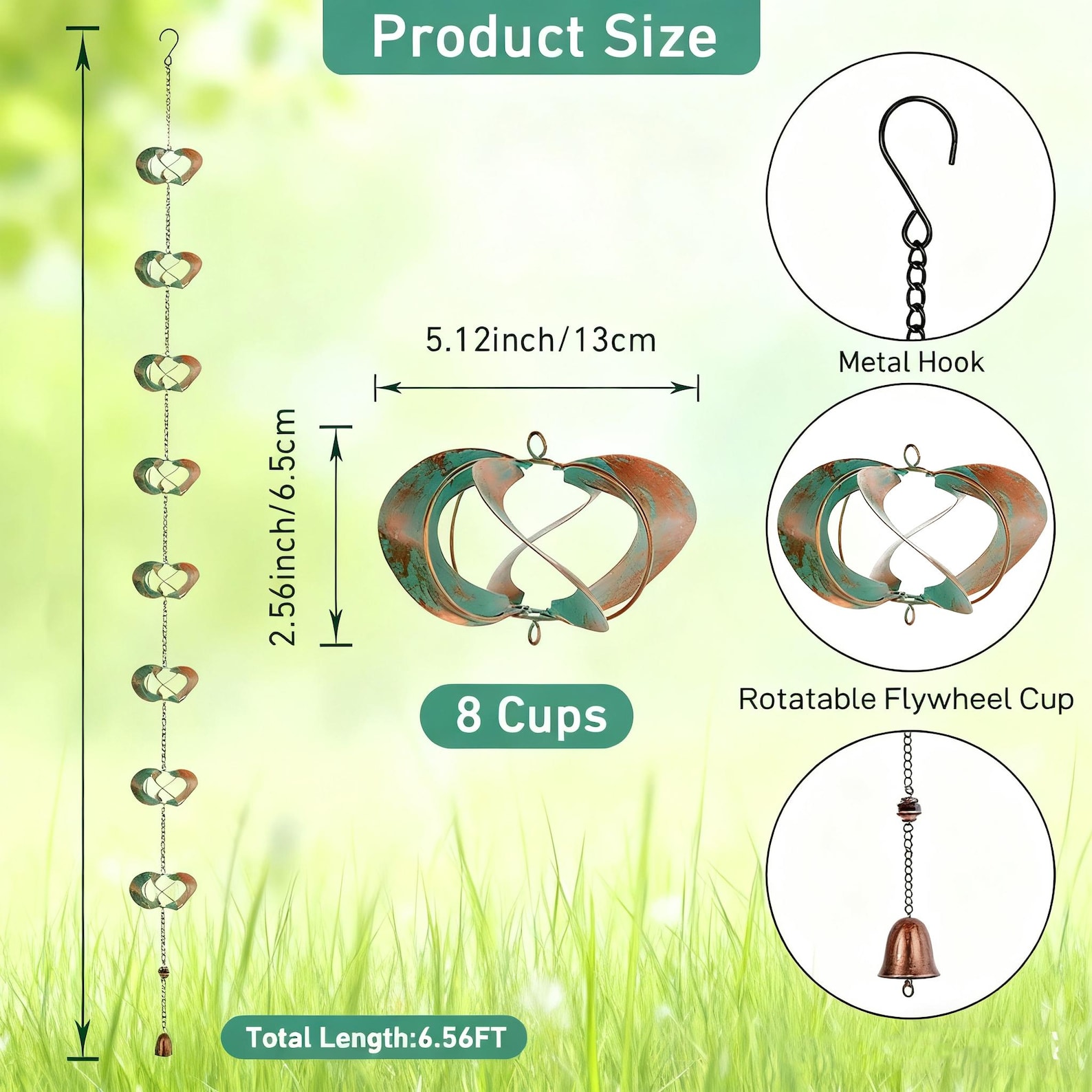 Custom Rotating Rain Chain for Gutters – Antique Copper Downspout ...